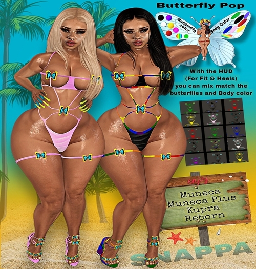 Second Life Marketplace - SNAPPA: Butterfly Pop - FATPACK * MUNECA KUPRA REBORN MUNECA PLUS